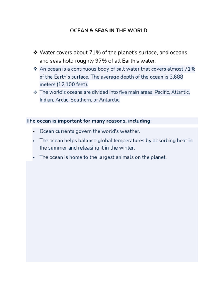 OCEAN & Seas | PDF | Oceans | Pacific Ocean