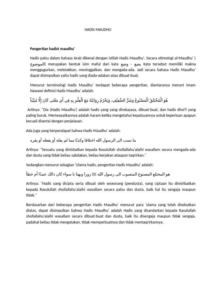 Hadis Maudhu | PDF