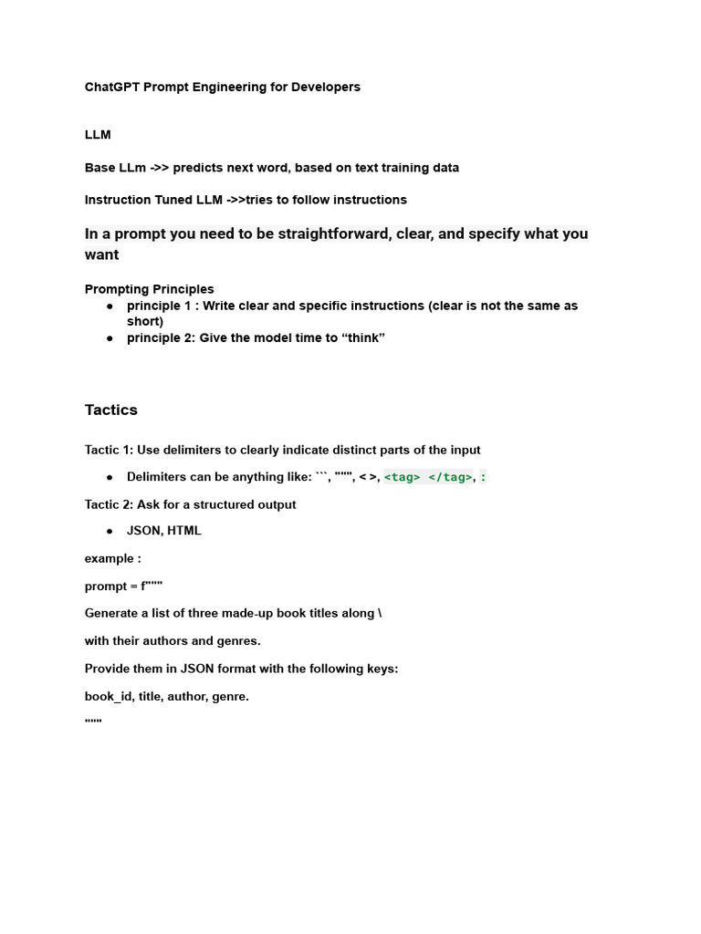 ChatGPT Prompt Engineering For Developers | PDF