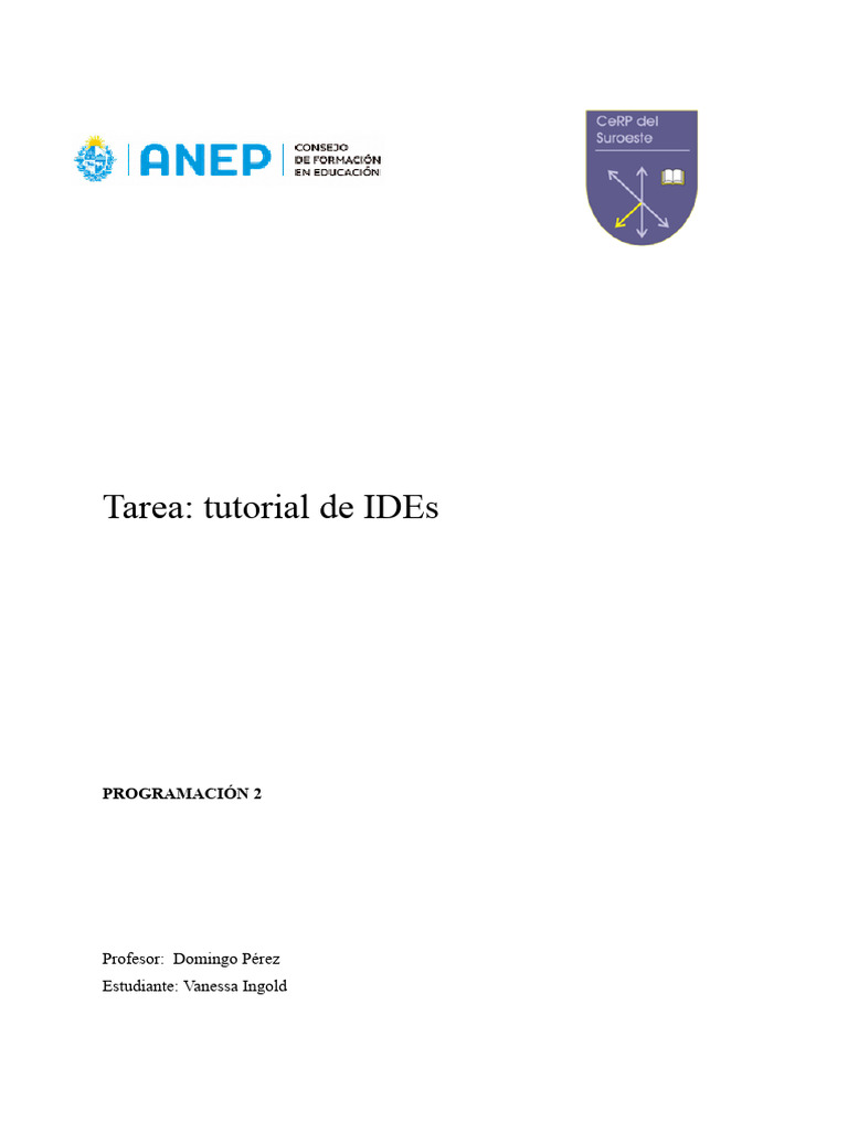 Tarea 1 Prog II. IDE Java | PDF | Entorno de desarrollo integrado | Java (lenguaje de programación)