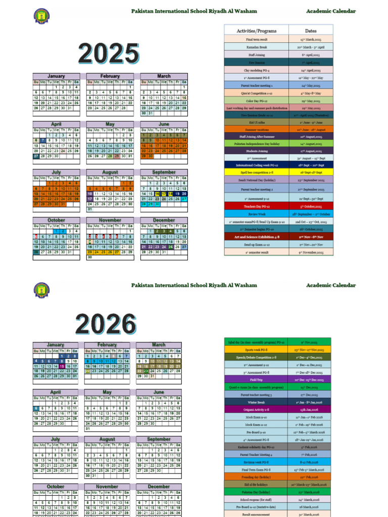 Calendar For (PISR) | PDF