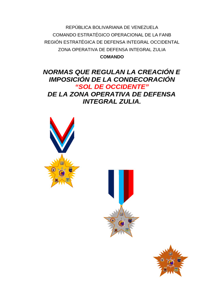 Normas de Condecoracion Zodi Zulia 22may15 | PDF | Militar