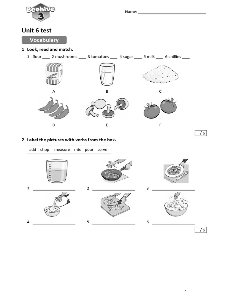 Beehive 3 Unit 6 Test Overview | PDF | Pancake | Foods