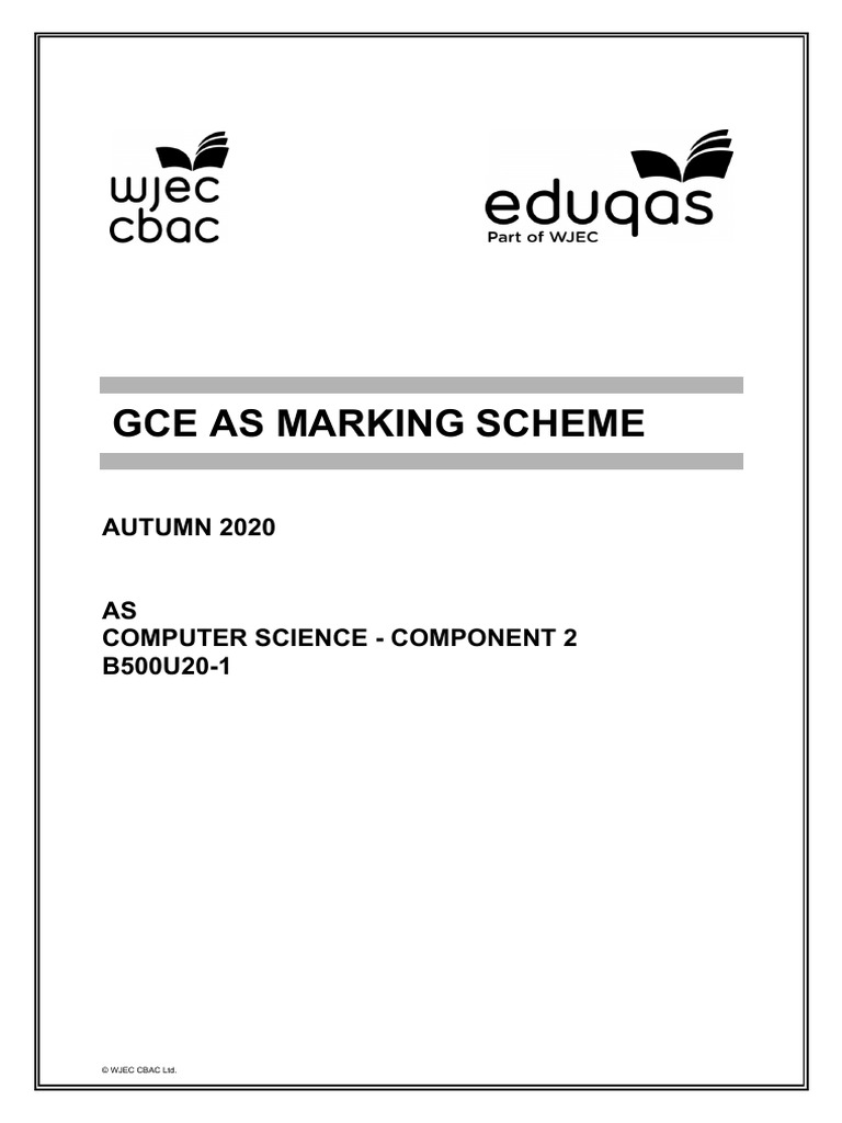 October 2020 MS - Component 2 Eduqas Computer Science AS-level | PDF | Human–Computer ...