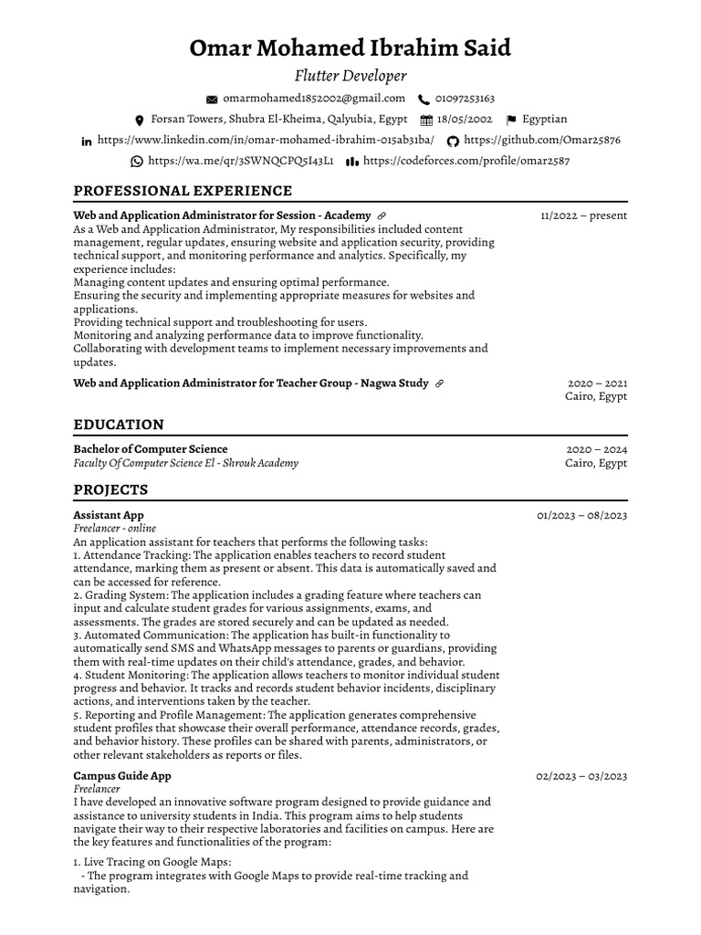 Omar Mohamed CV | PDF | Mobile App | Computing