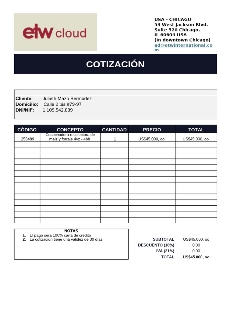 Ejemplos de Cotizaciones en Word | PDF