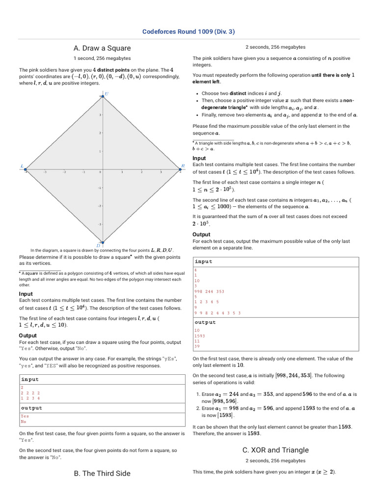 Problems - Codeforces 1009 Div 3 | PDF | Elementary Mathematics | Mathematics