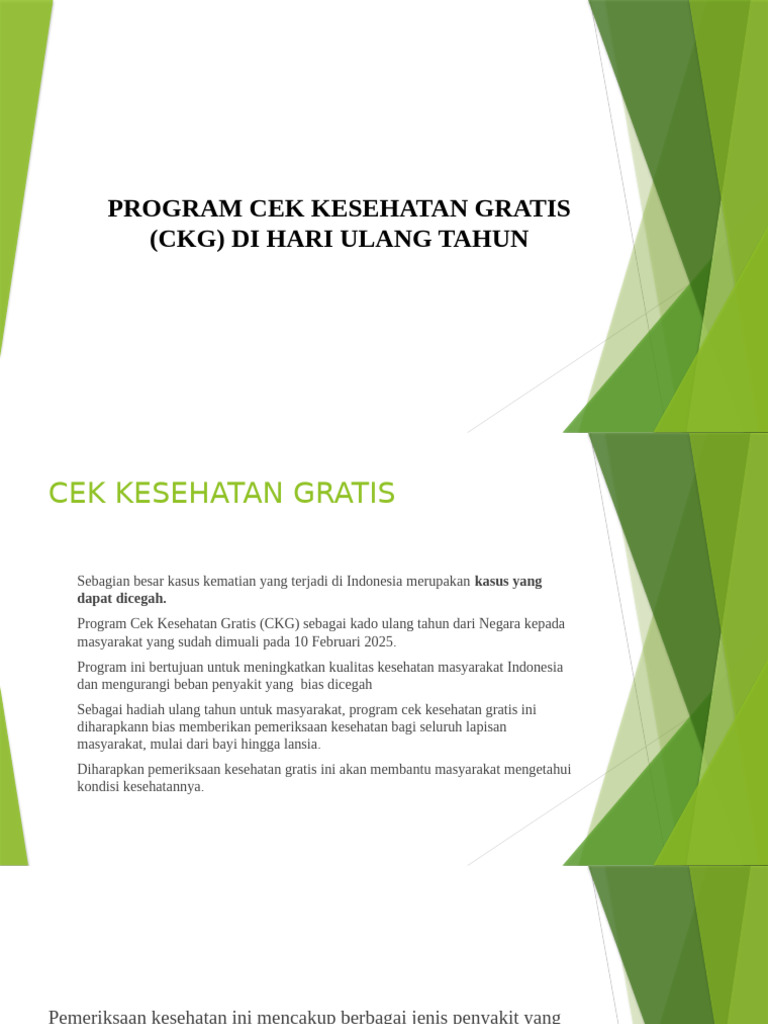 PROGRAM CEK KESEHATAN GRATIS (CKG) DI (2) | PDF