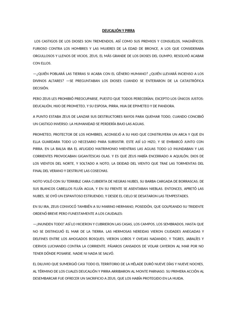 Deucalión y Pirra | PDF | Zeus
