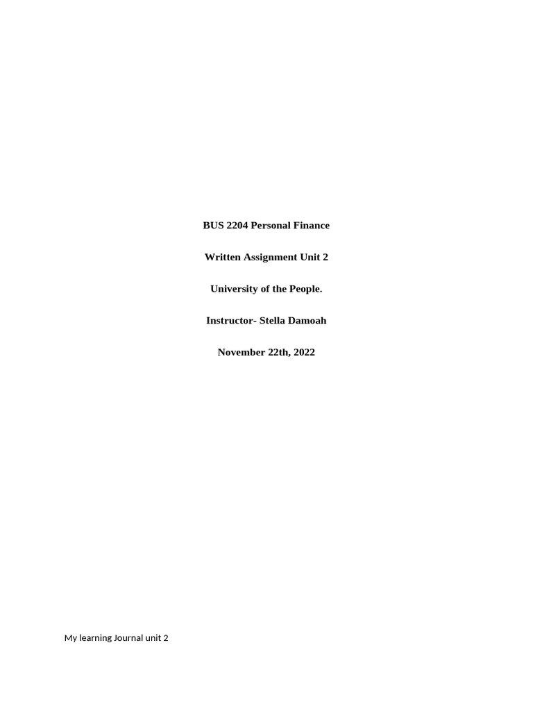 BUS 2204 Written Assignment Unit 1 زملاء | PDF