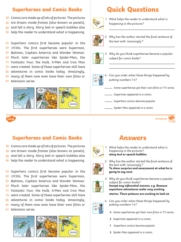 Superheroes and Comic Books Activity Card | PDF | Superheroes | Spider Man