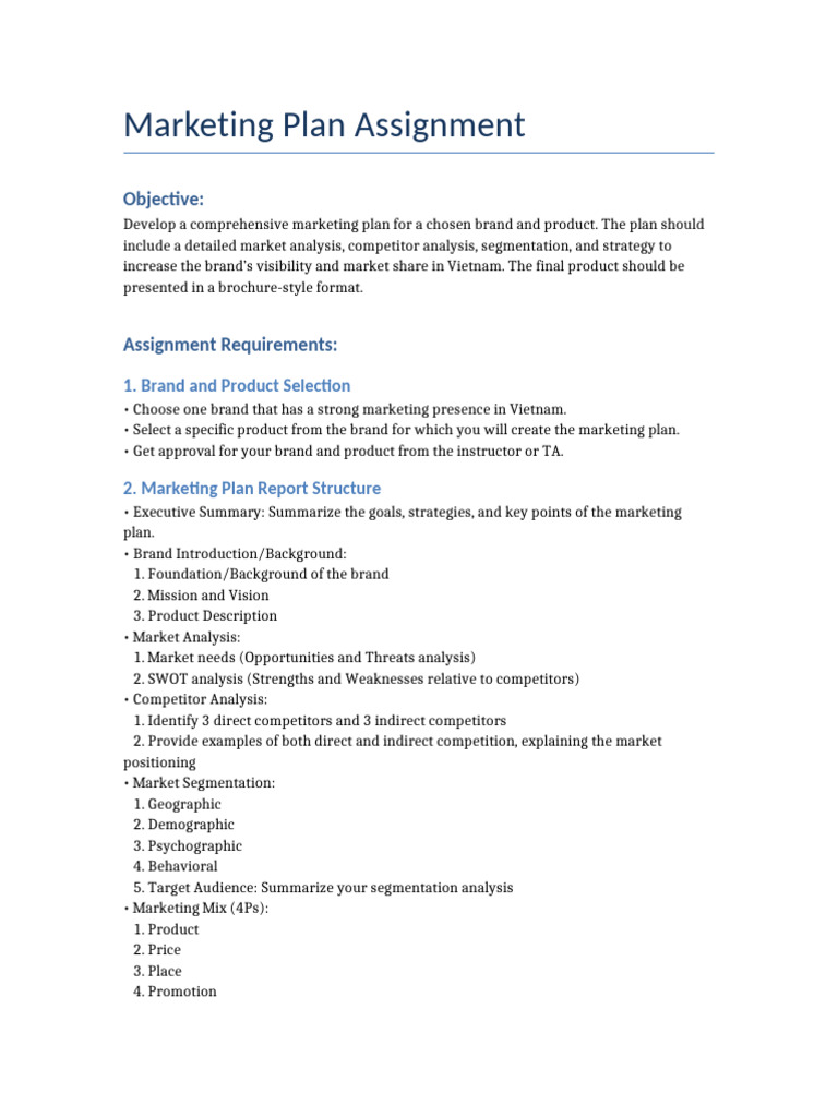 Marketing_Plan_Assignment | PDF | Marketing | Brand