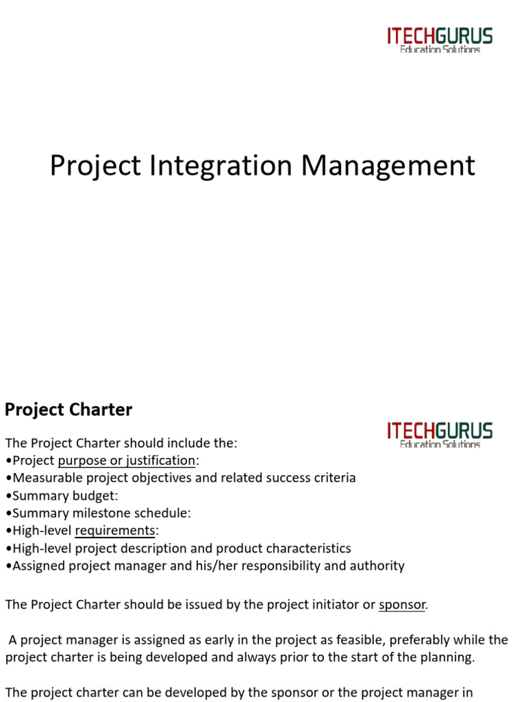 ITech Guru Integration Management PMBOK 7 | PDF | Project Management | Version Control
