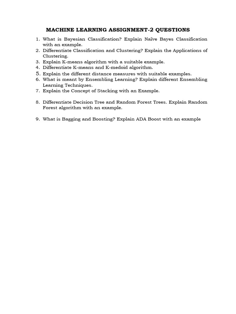 Machine Learning Assignment-2 Questions | PDF