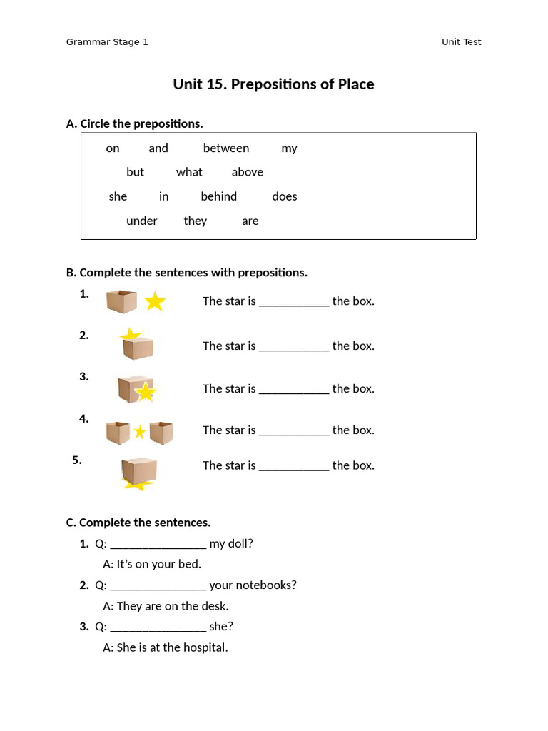 Grammar Stage 1 - Unit Test 15 | PDF