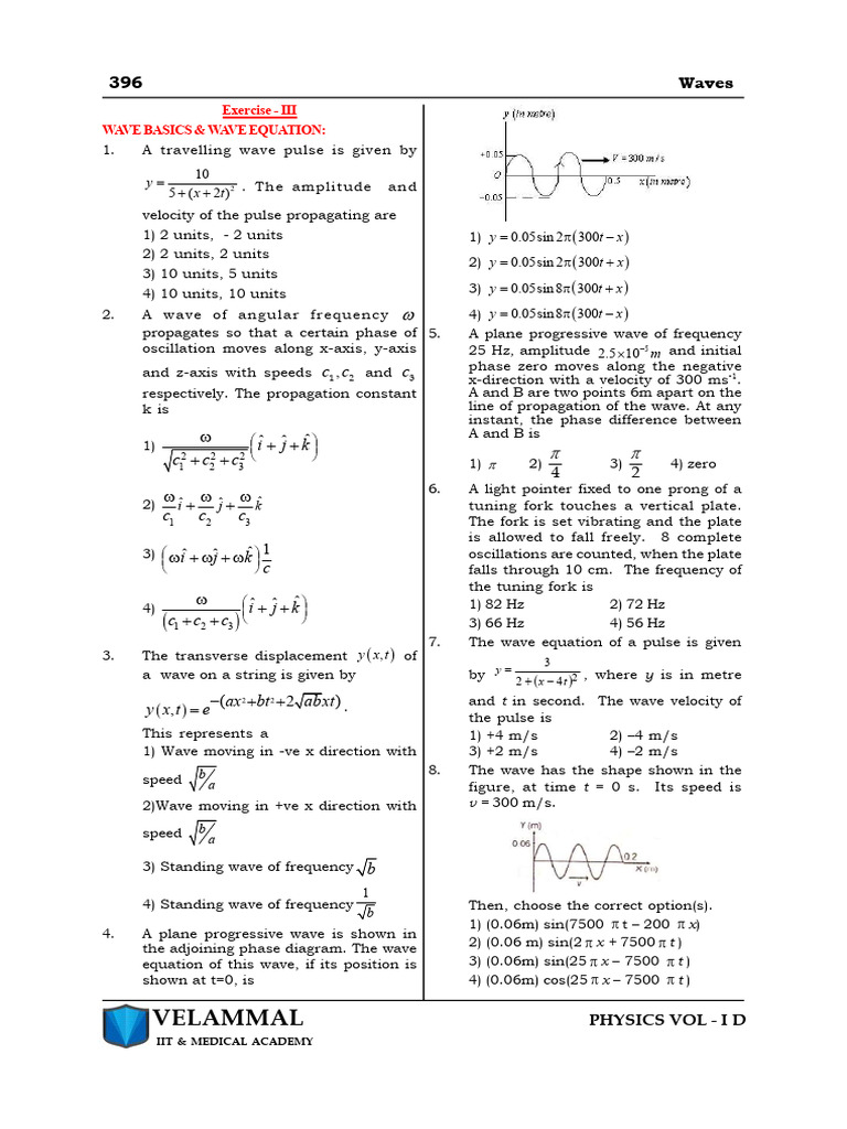 12_Waves Exercise_Final - Part - II_(396 - 420) | PDF | Waves | Wavelength