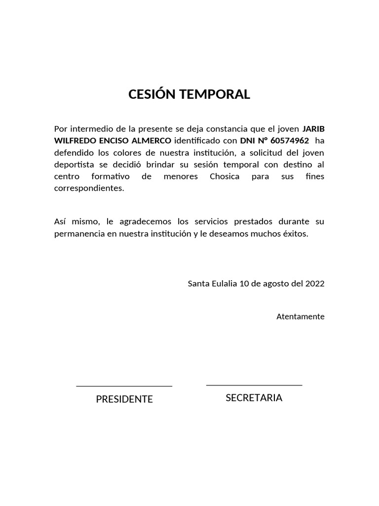 Cesión Temporal Profesor | PDF