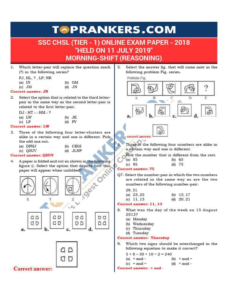 SSC CHSL 2024 Reasoning Questions Guide | PDF | Planets In Astrology ...