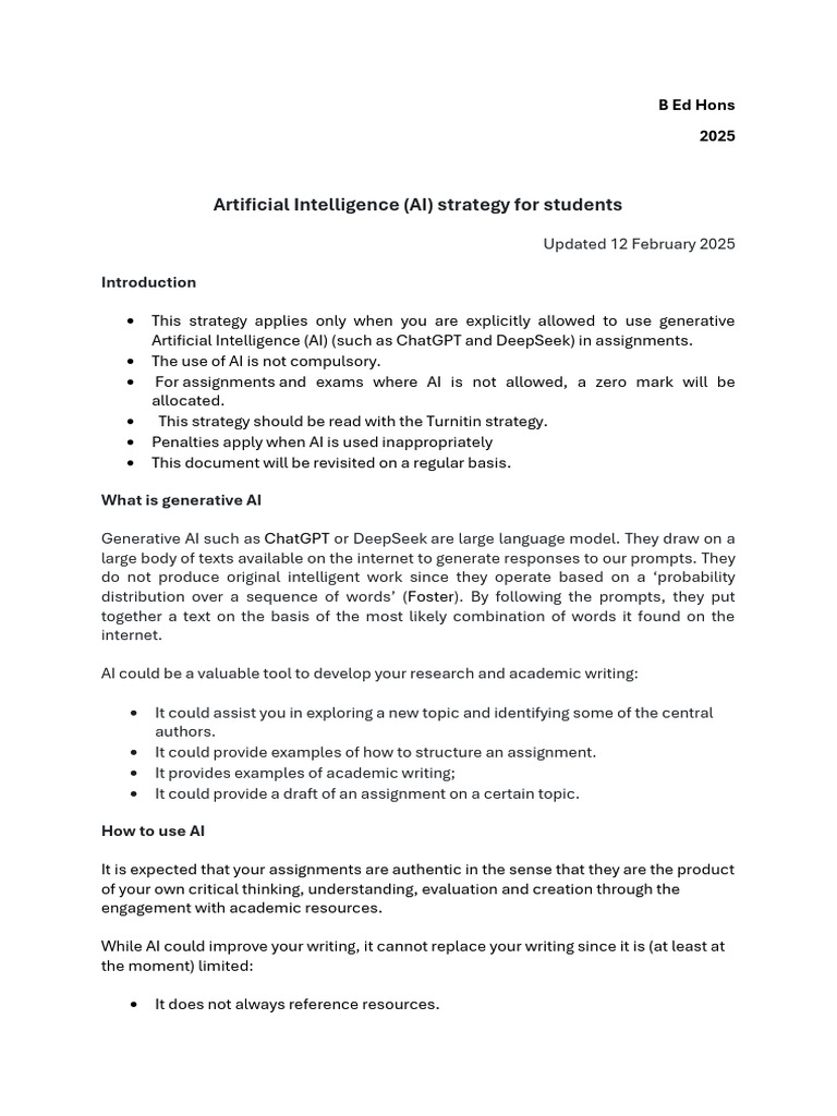 Artificial Intelligence Ai Strategy For Students Pdf Artificial