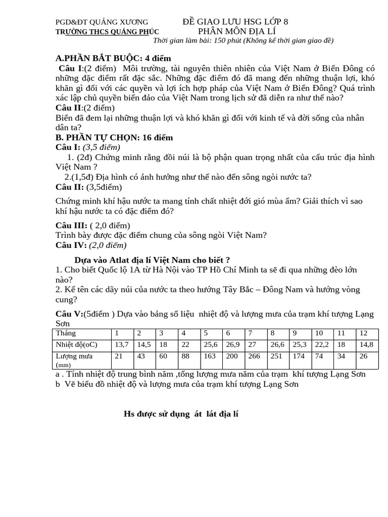 Đề HSG 8 qphuc | PDF