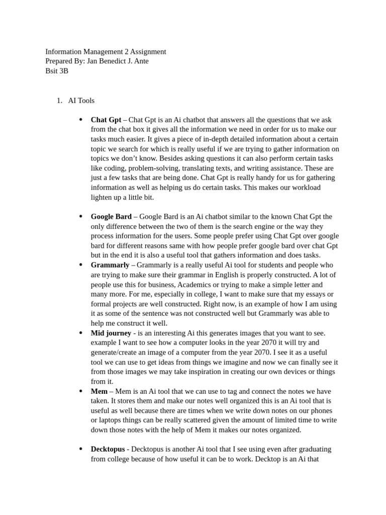 Information Management 2 Assignment | PDF | Artificial Intelligence | Intelligence (AI) & Semantics