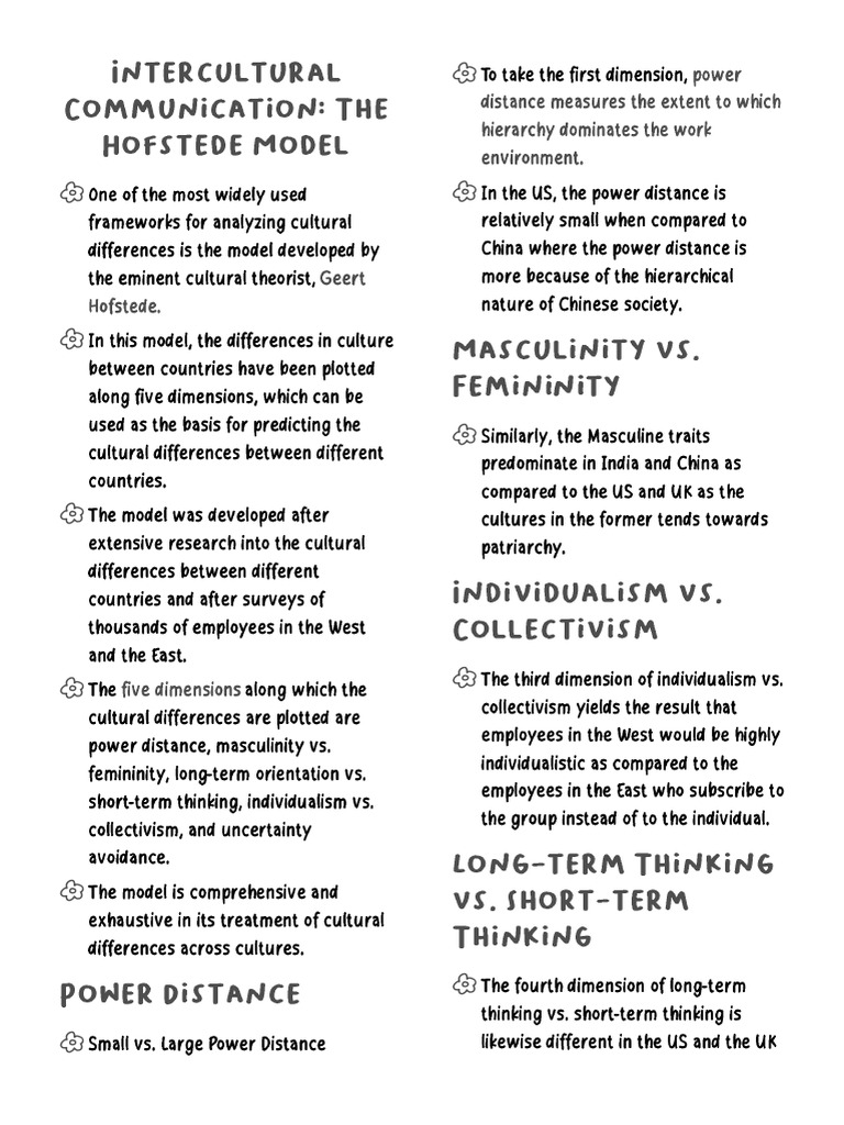 Intercultural Communication - The Hofstede Model | PDF