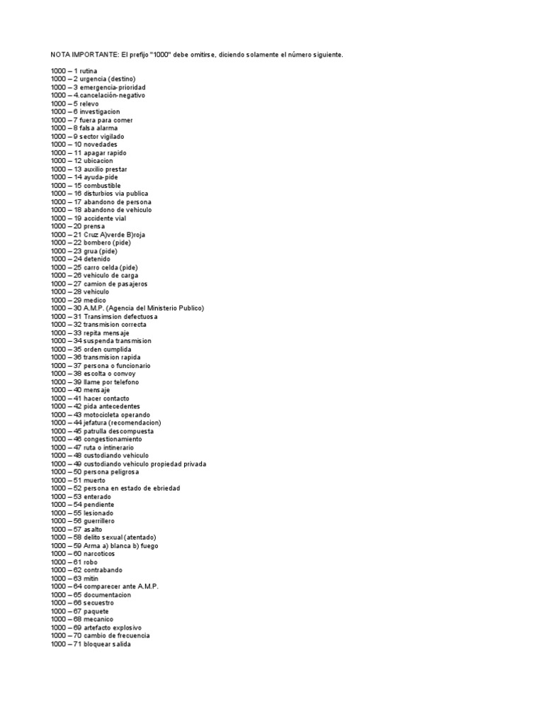 Codigo Mil | Transporte | Policía