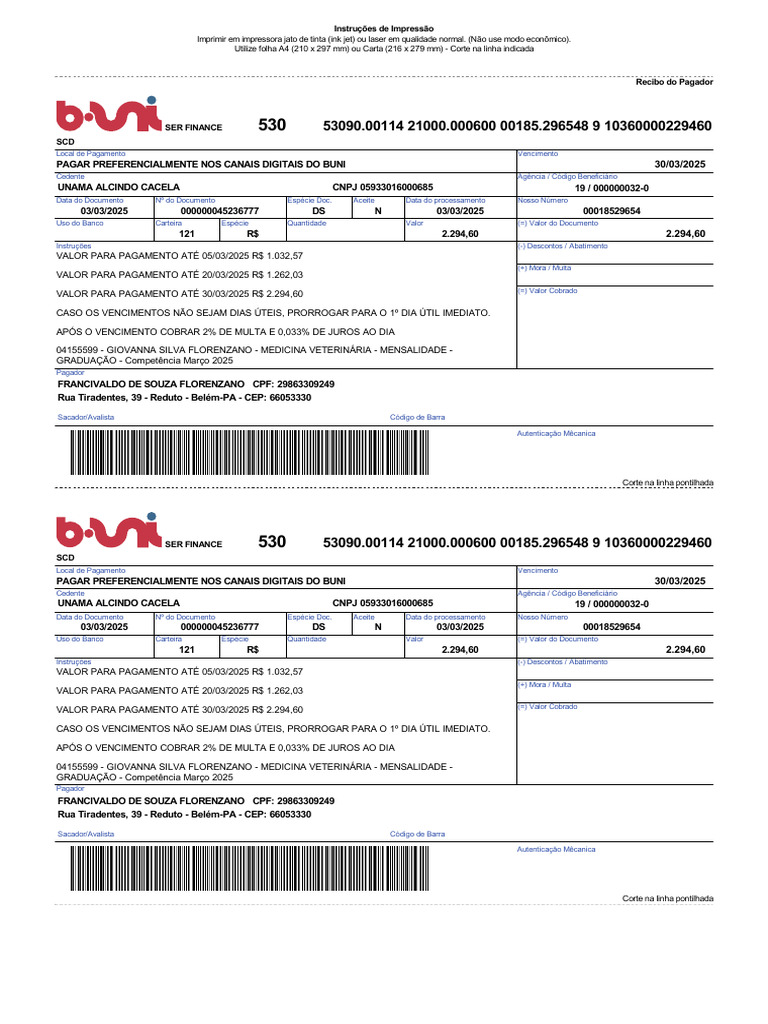 Boleto de Pagamento 2 | PDF | Impressão | Bancos