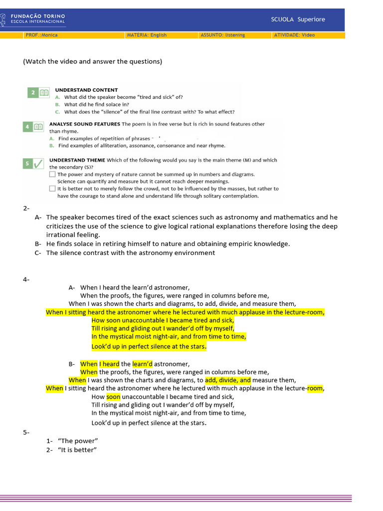 Walt Whitman - Activity | PDF