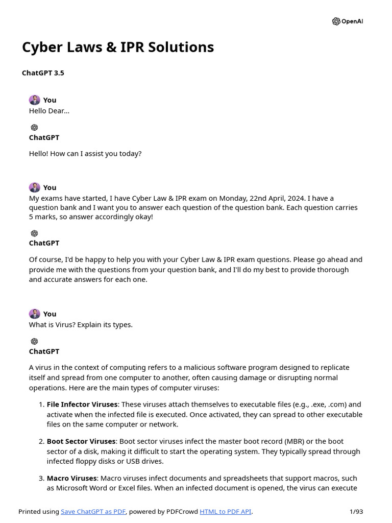 Cyber Laws & IPR Solutions | PDF | Security | Computer Security