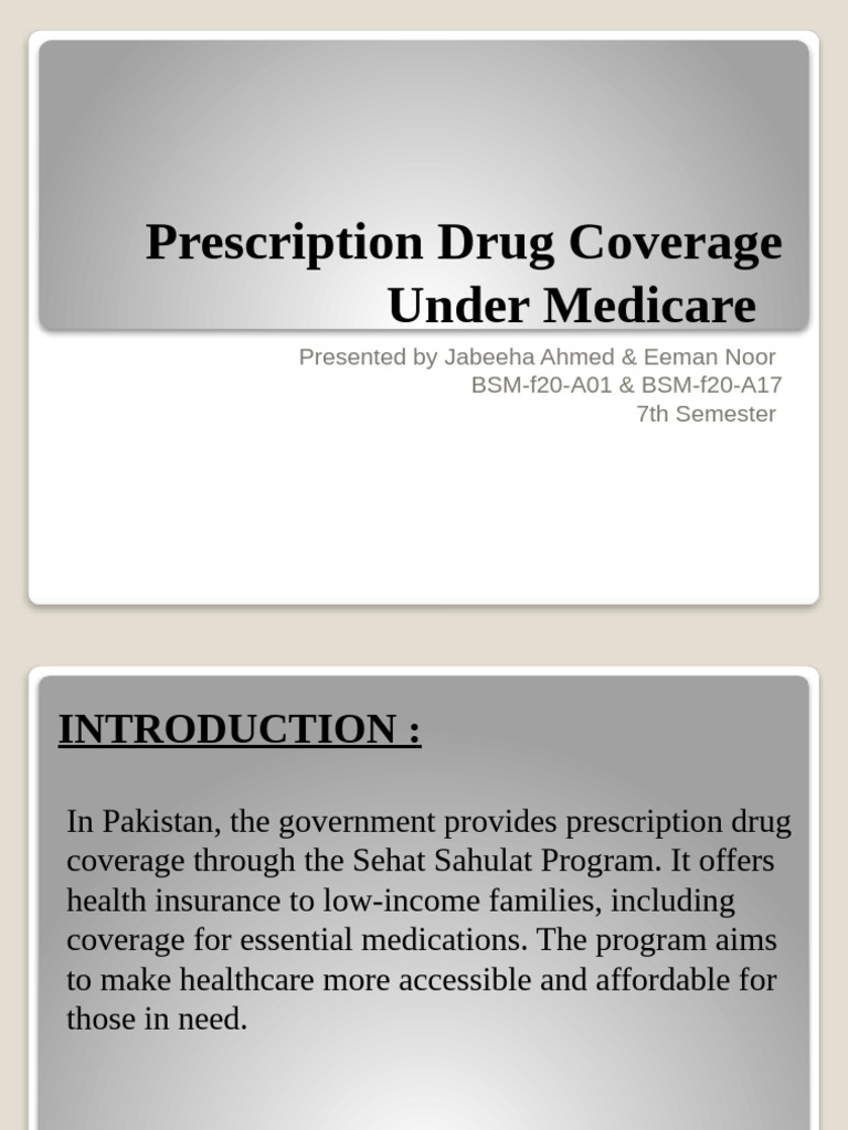 Prescription Drug Coverage Under Medicare | PDF