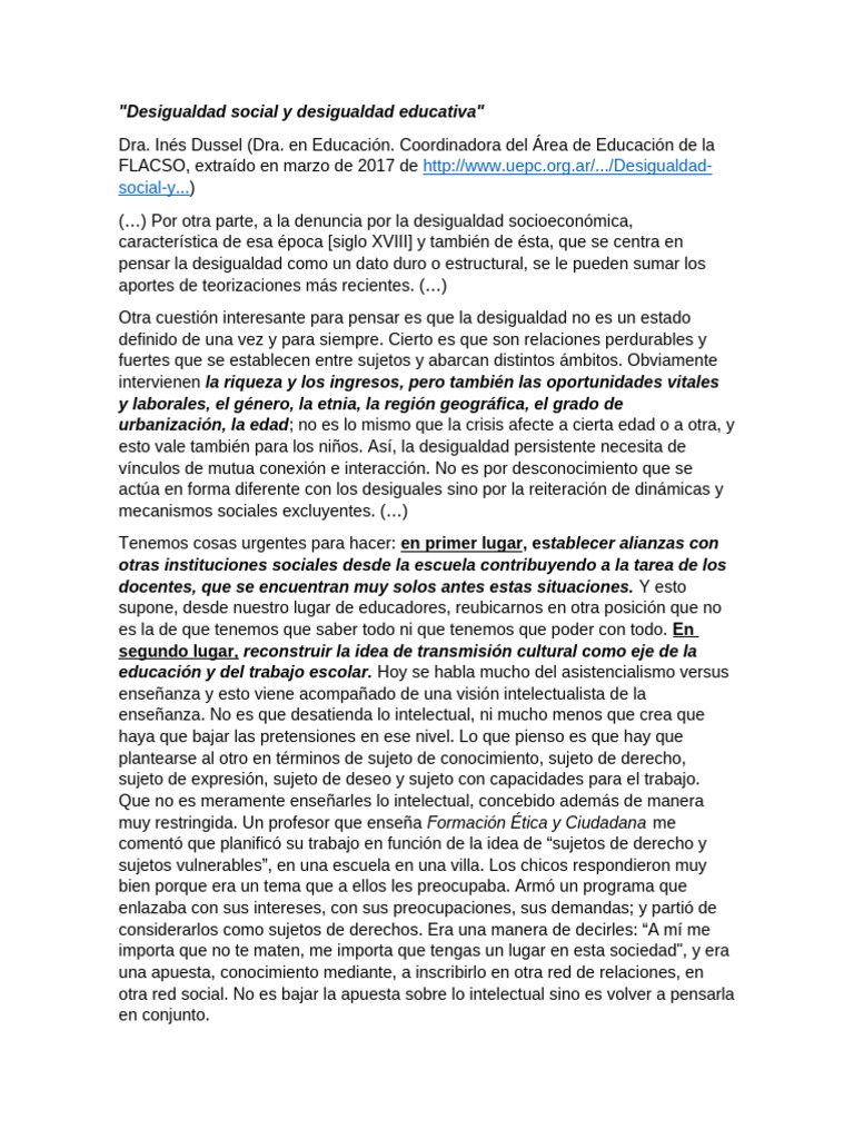 Desigualdad social y educativa en la educación | PDF | Desigualdad ...