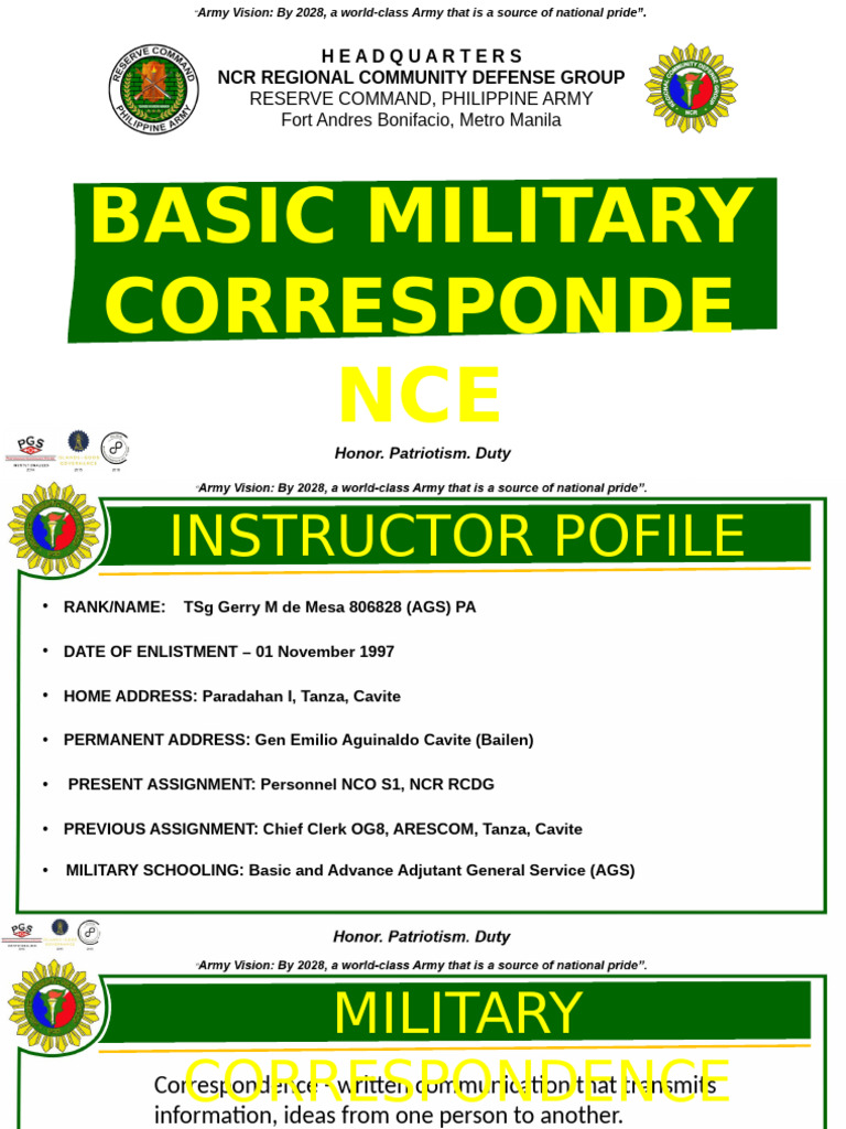 Basic Military Correspondence EDITED | PDF | Military | Philippines