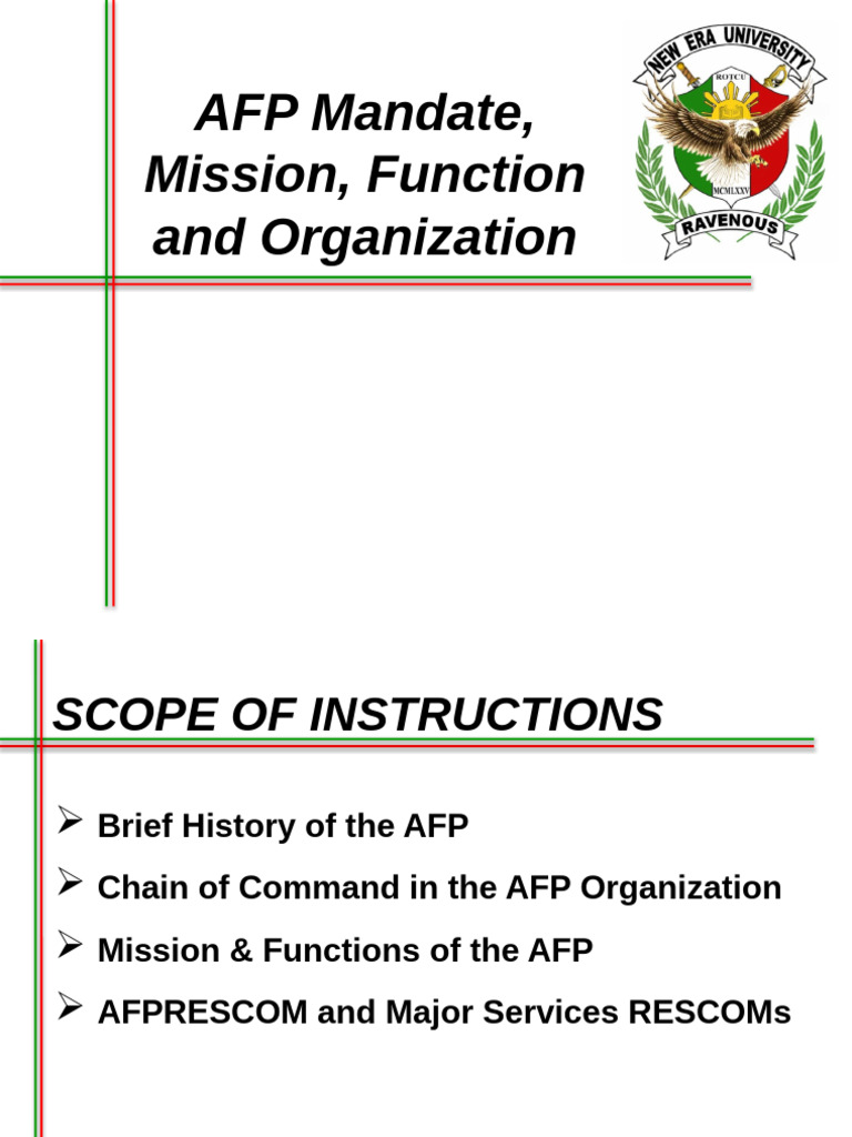 AFP Mandate, Mission, Function and Organization | PDF | Philippines | Defence Ministries