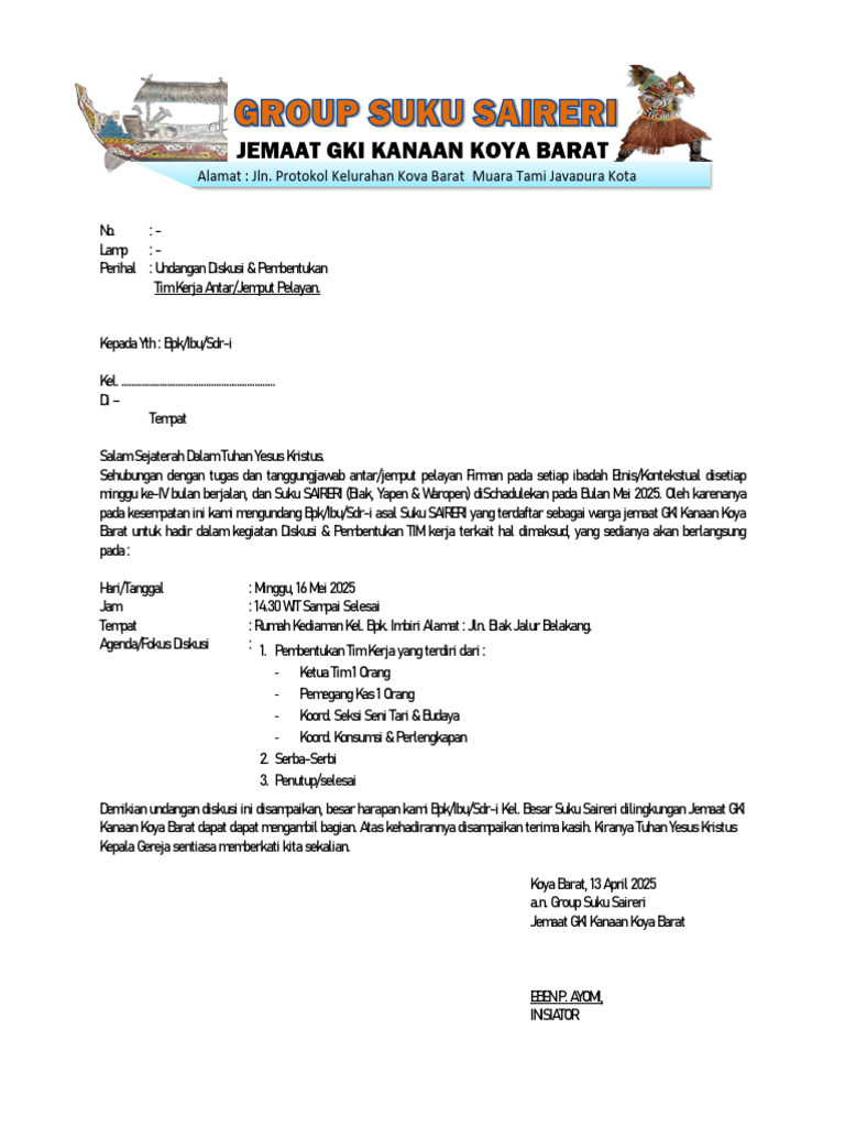 Undangan Diskusi Saireri | PDF