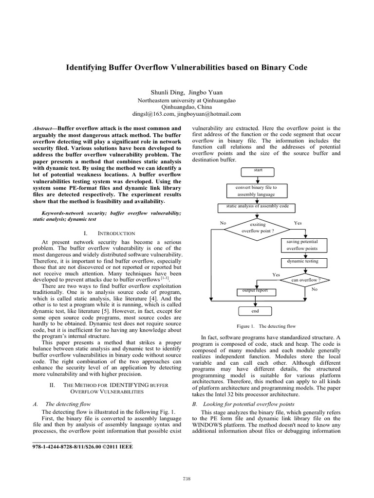 Identifying Buffer Overflow Vulnerabilities Based On Binary Code Pdf 4927