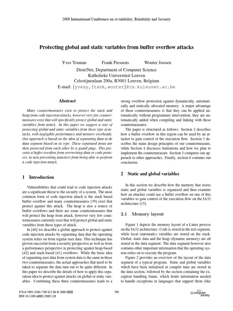 Protecting Global And Static Variables From Buffer Overflow Attacks 0156