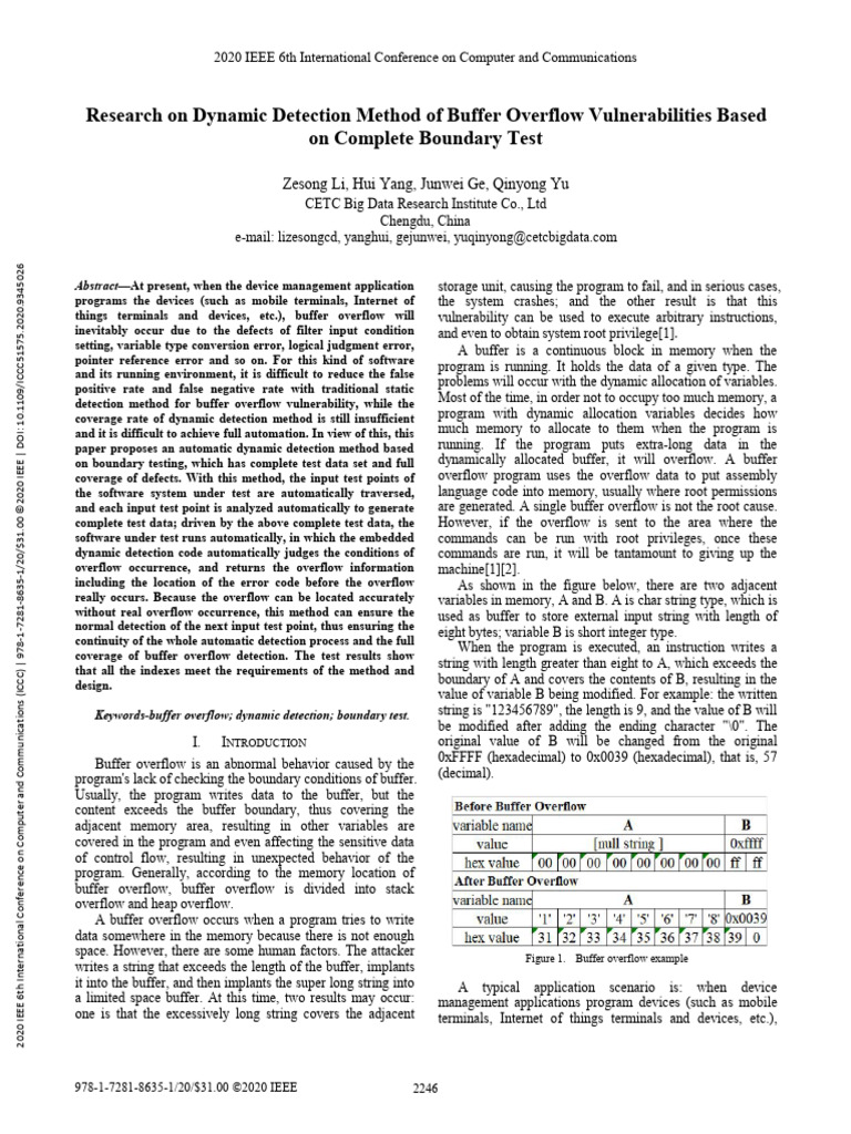 Research On Dynamic Detection Method of Buffer Overflow | PDF