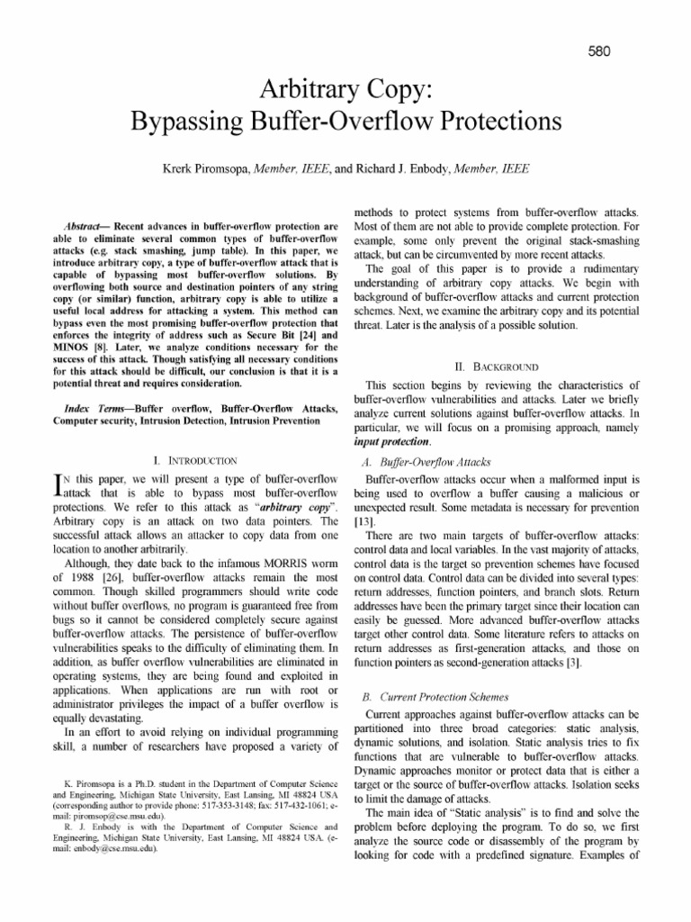 Bypassing Buffer-Overflow Protections | PDF | Pointer (Computer Programming) | Computer Engineering