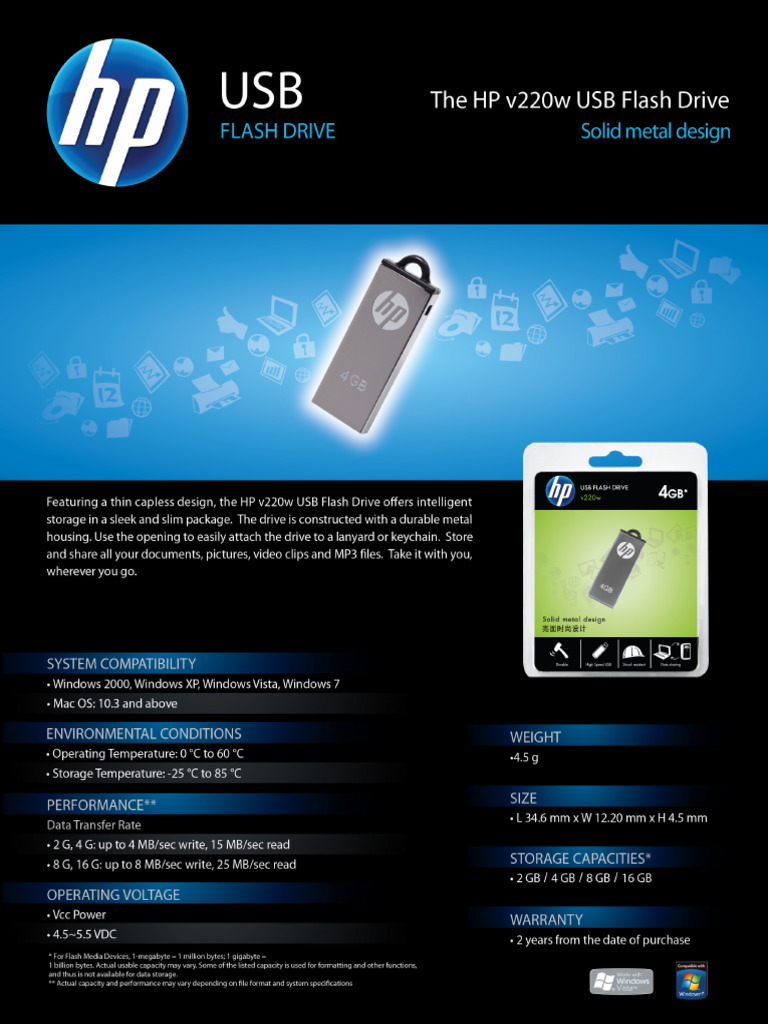 HP v220w 128gb Usb2 0 Pen Drive | PDF