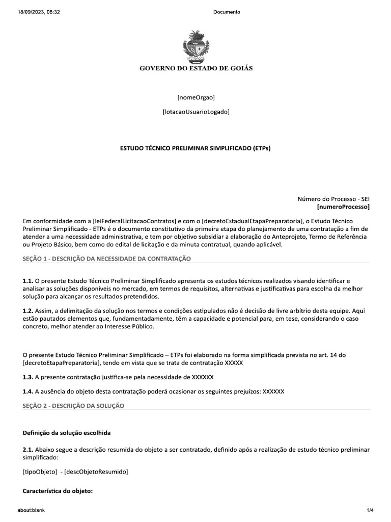 3 - Modelo padrão ETP Simplificado | PDF