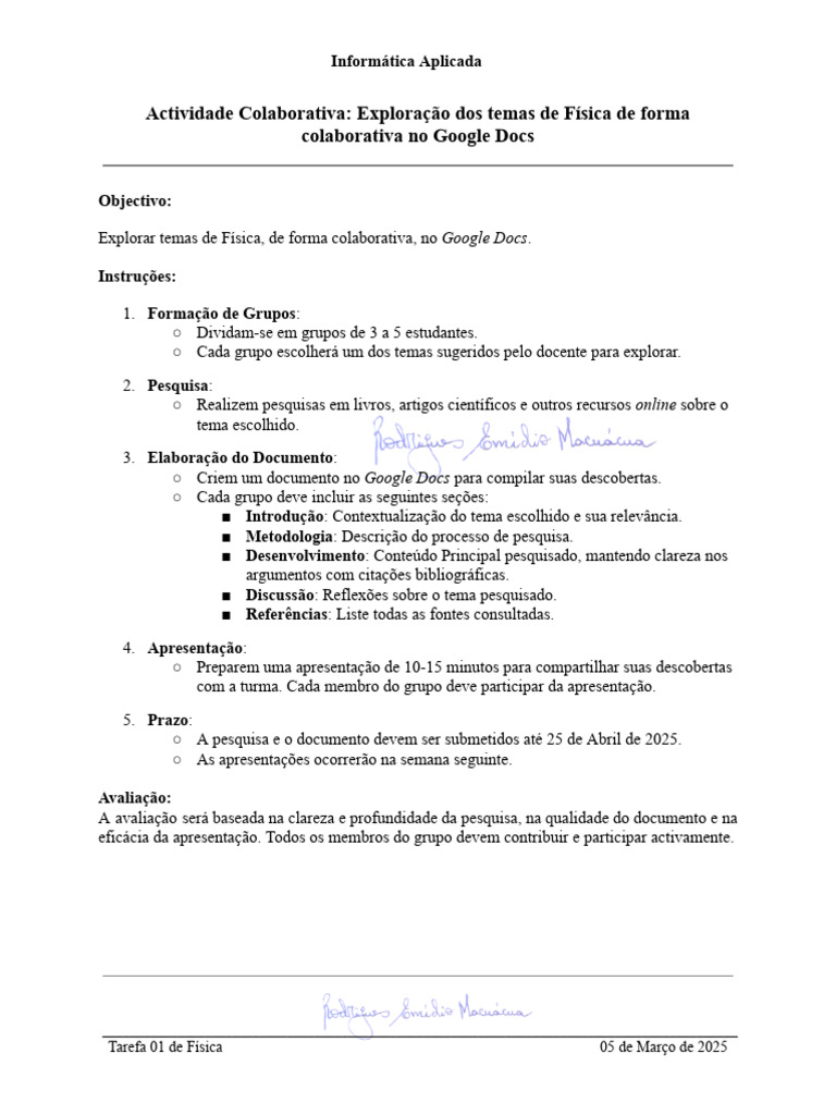 Tarefa-01_Informática Aplicada_Física_2025 | PDF | Física | Amplificador operacional