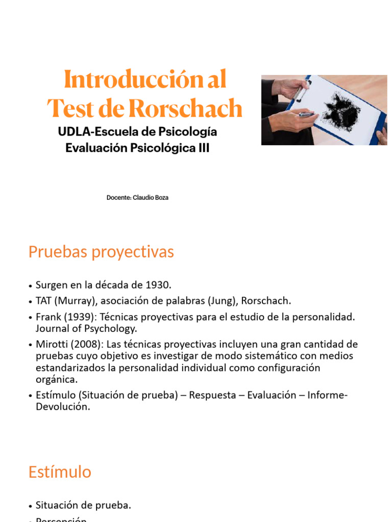 Introduccion Al Test de Rorschach | PDF | Sicología | Percepción