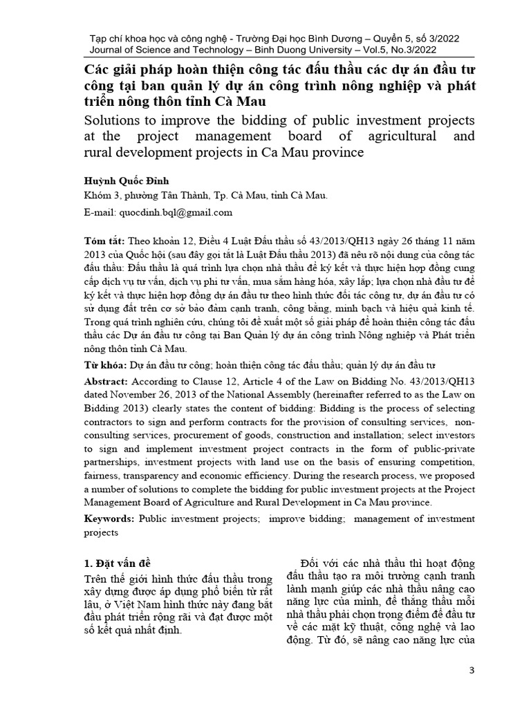 Cac Giai Phap Hoan Thien Cong Tac Dau Thau Cac Du An Dau Tu n448dppq | PDF