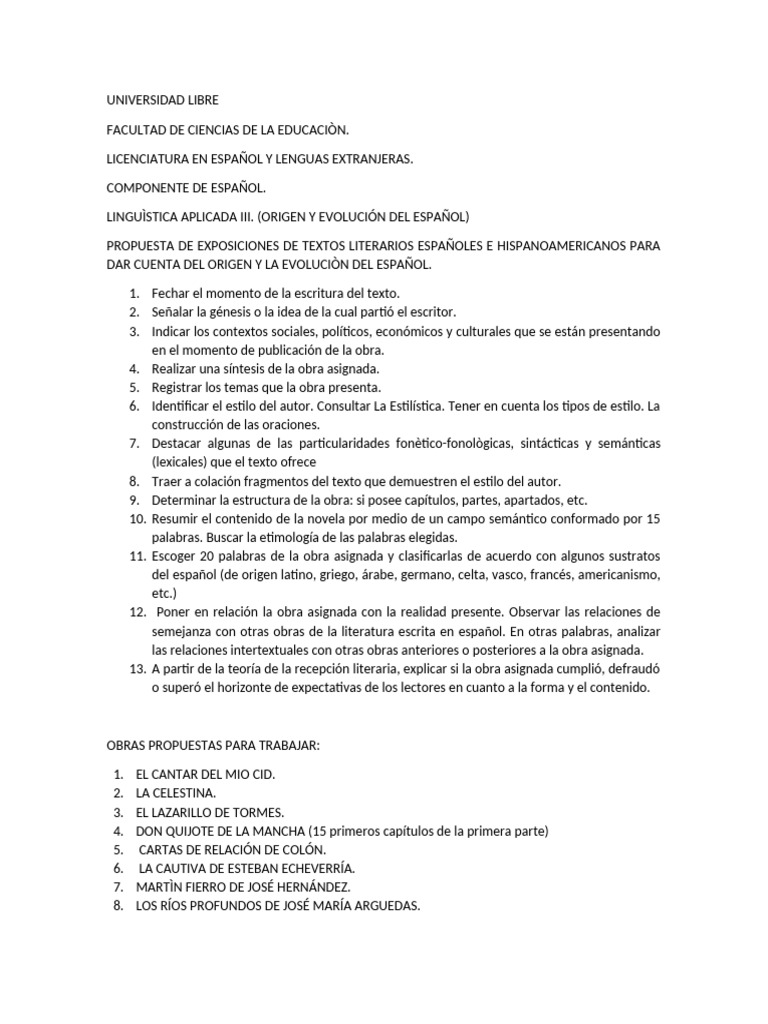 Propuesta de Trabajo de Textos Literarios para Observar Origen y ...