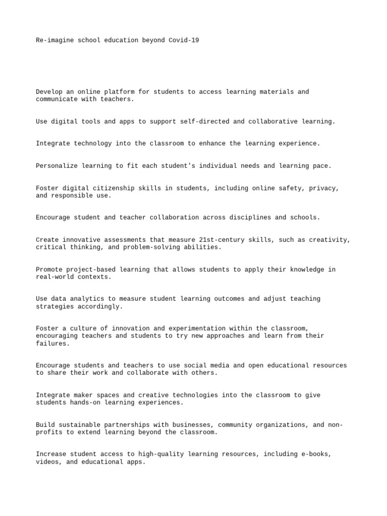Re-Imagine School Education Beyond Covid-19 | PDF