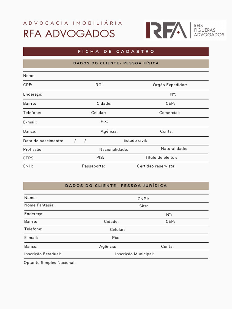 Ficha de Cadastro - Cliente | PDF