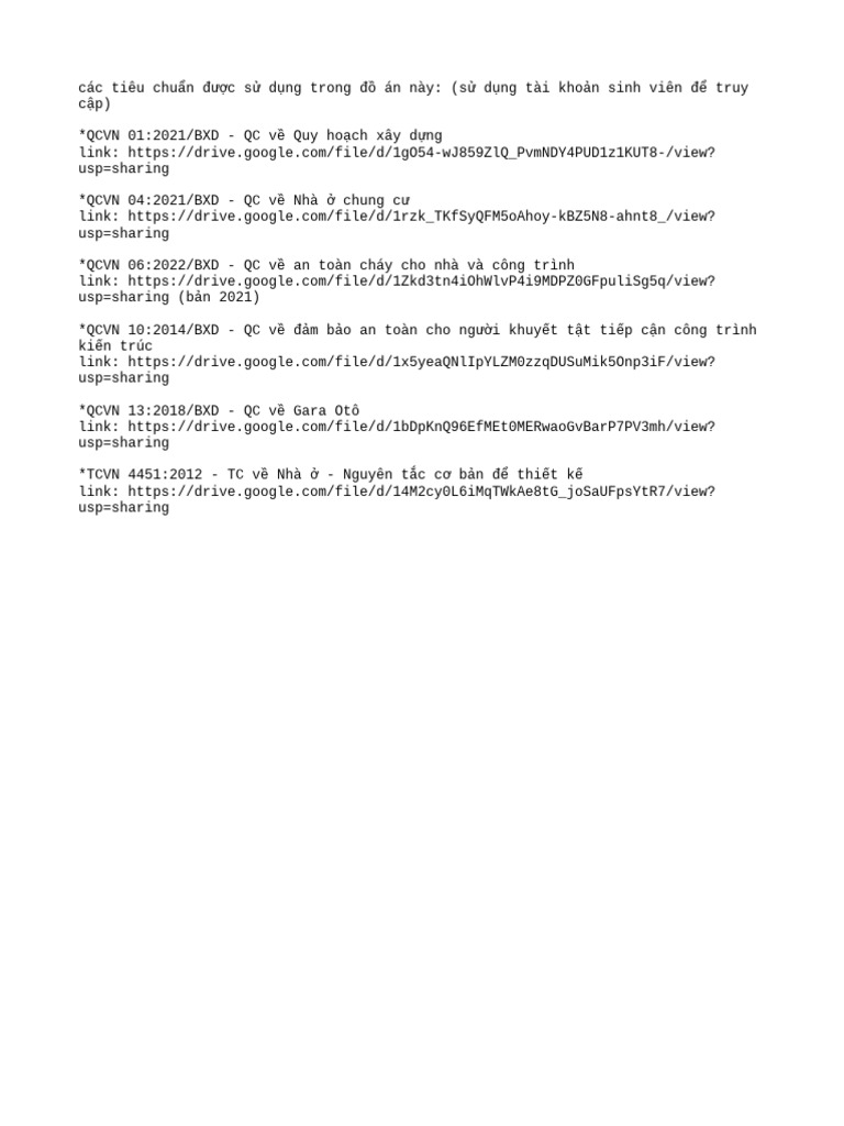 Thông Tin Về TCVN QCVN Tham Khảo Cho Chung Cư | PDF