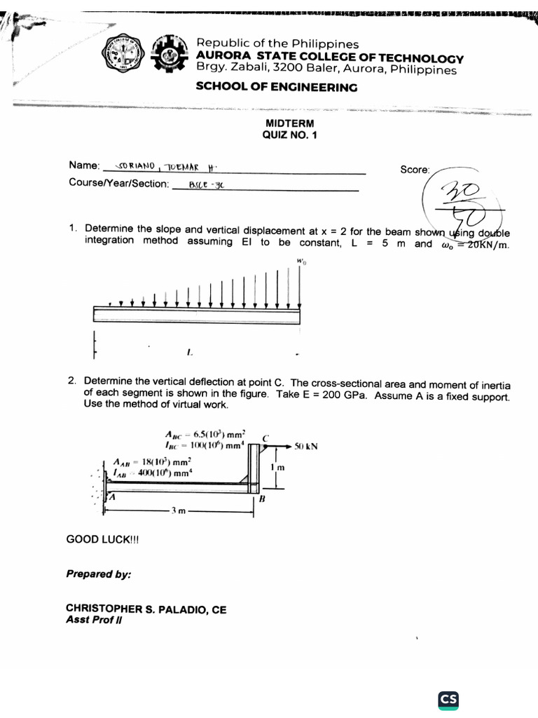 Structural-Theory Midterm SorianoJoemar BSCE3C | PDF