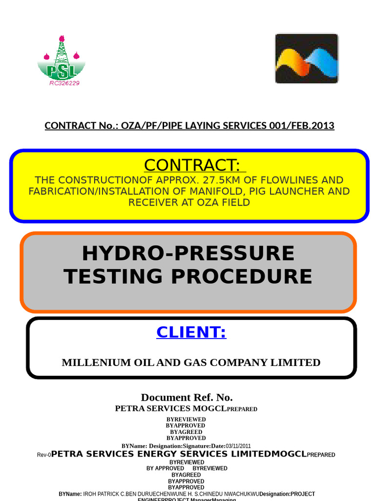 Hydro-Pressure Testing Procedure Guide | PDF | Valve | Hydraulics